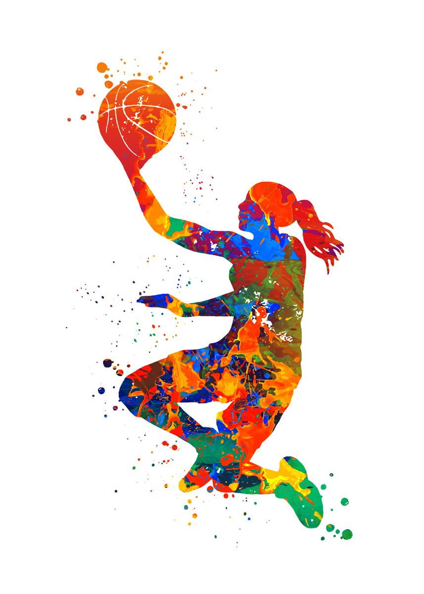 'Watercolor Basketball ' Poster, picture, metal print, paint by Vincent ...