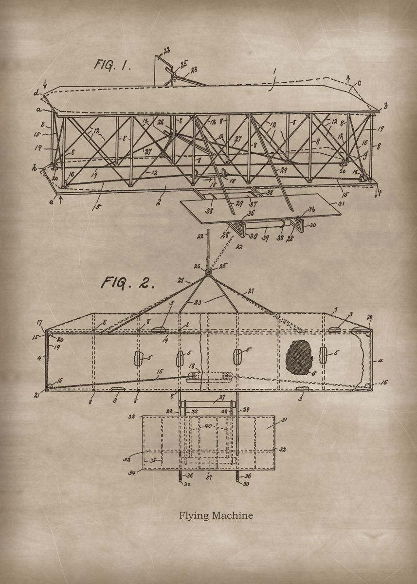'Vintage Flying Machine ' Poster, picture, metal print, paint by ...