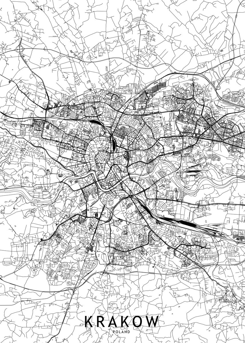 'Krakow Map' Poster, picture, metal print, paint by Multiplicity Maps ...
