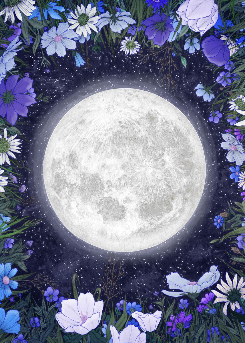 'Midnight in the Meadow Blu' Poster, picture, metal print, paint by ...