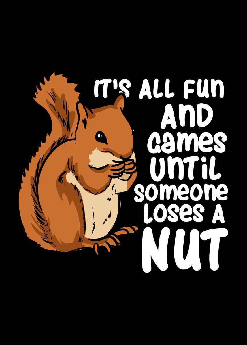 'Funny Squirrel Loses a Nut' Poster, picture, metal print, paint by ...