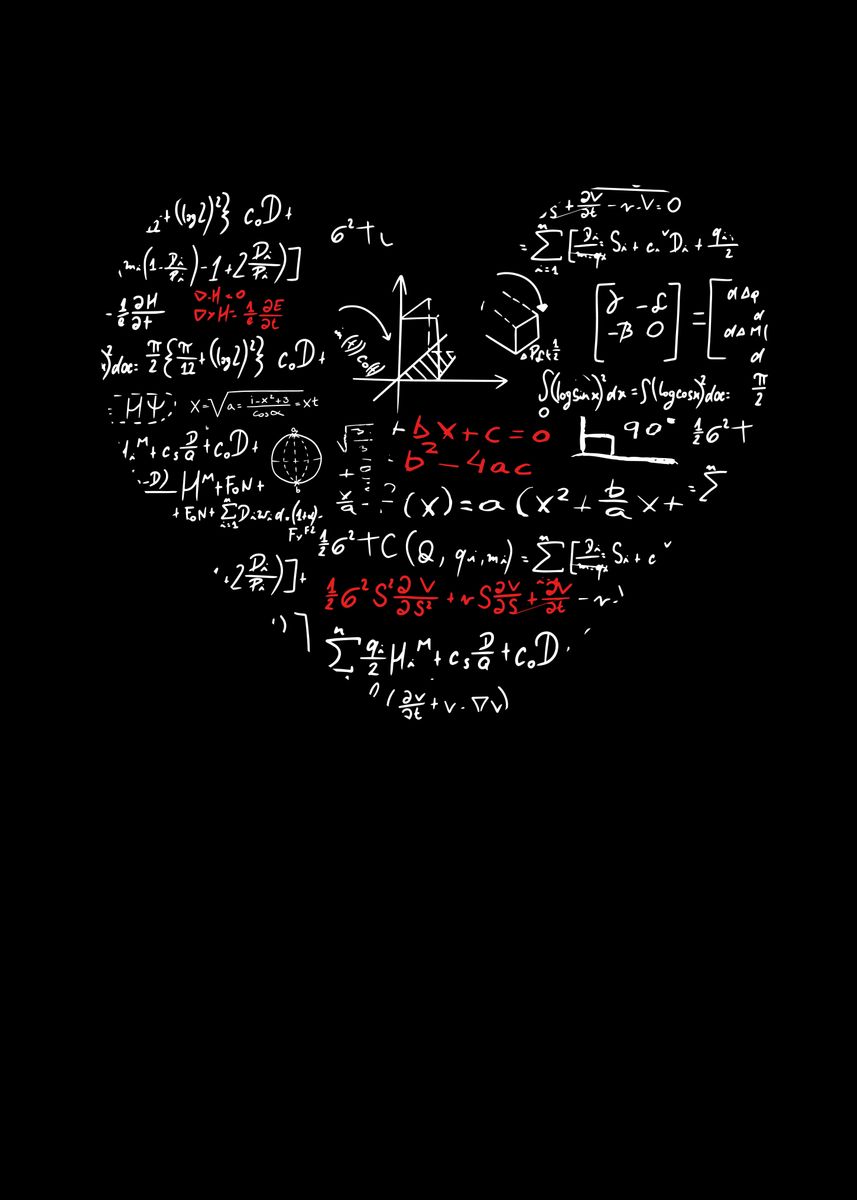 'Math formular in a cute he' Poster, picture, metal print, paint by ...