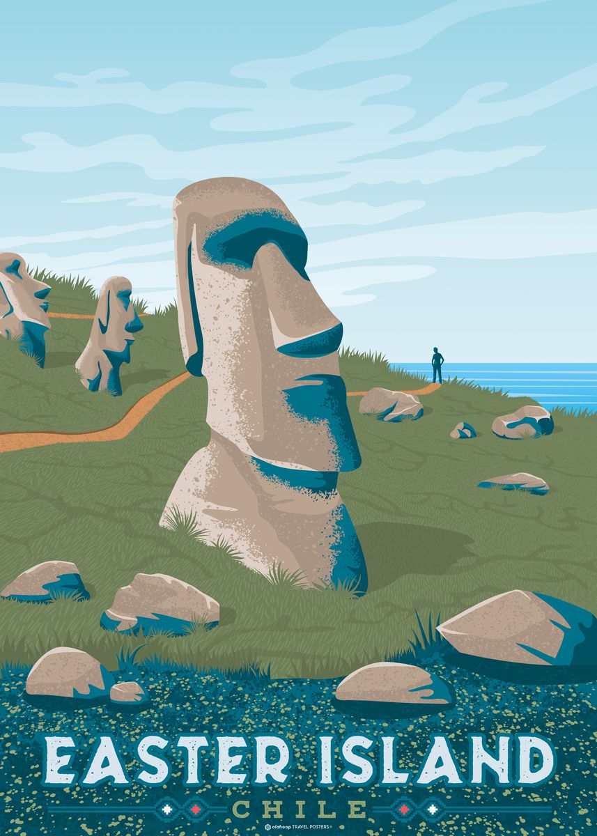 'Easter Island Travel Print' Poster, picture, metal print, paint by ...