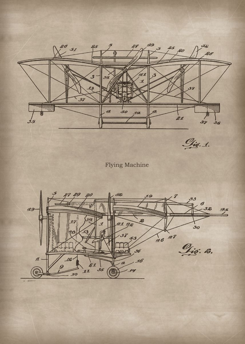 'Vintage Flying Machine 3' Poster by XandYart | Displate