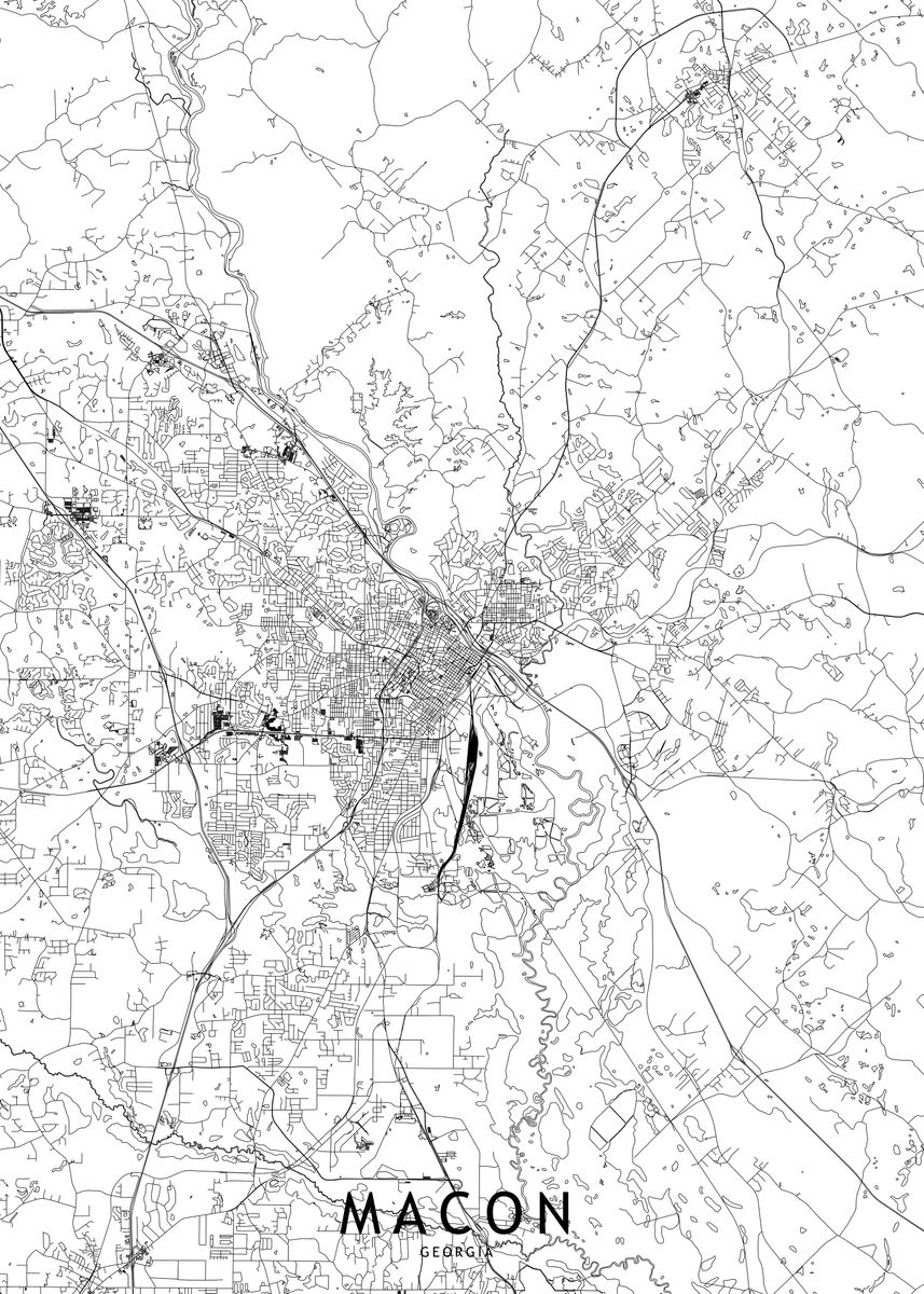 'Macon Map' Poster, picture, metal print, paint by Multiplicity Maps ...