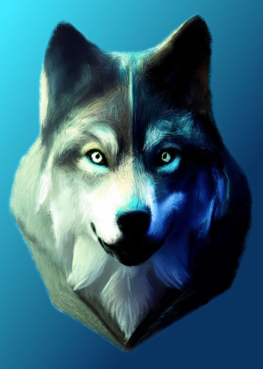 'Blue wolf' Poster by Portokalis | Displate