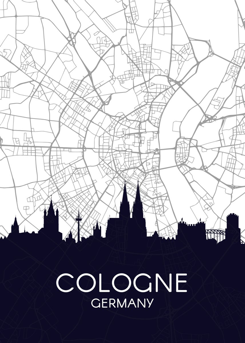 'Cologne Germany' Poster, picture, metal print, paint by Urrutia German ...