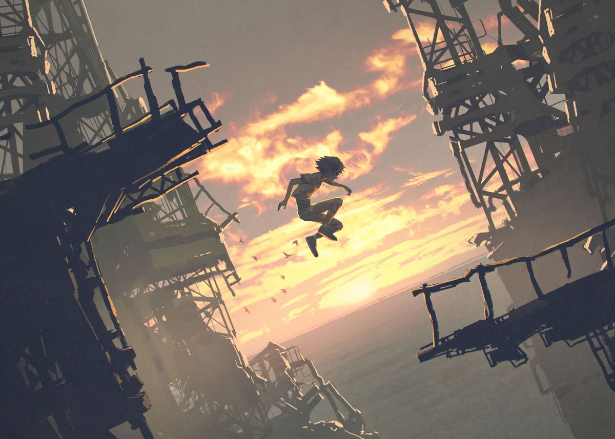 'A kid jumping' Poster by Nabila Art | Displate