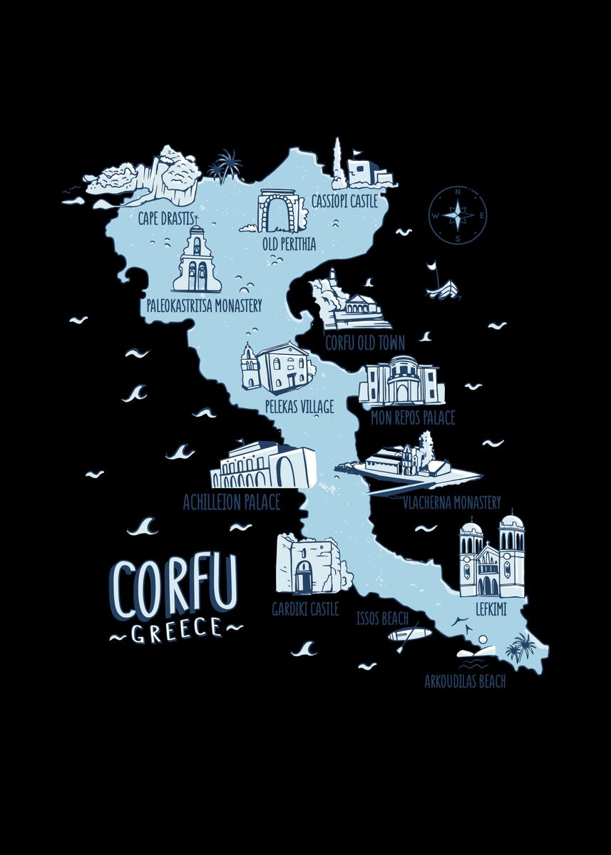 'Corfu Greece' Poster, picture, metal print, paint by Mooon | Displate