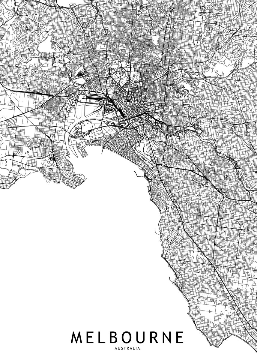 'Melbourne Map' Poster, picture, metal print, paint by Multiplicity ...
