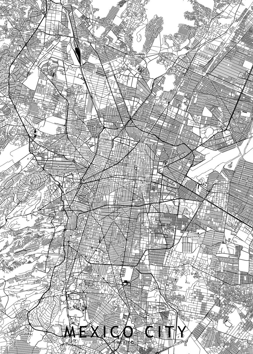 'Mexico City Map' Poster by Multiplicity Maps | Displate