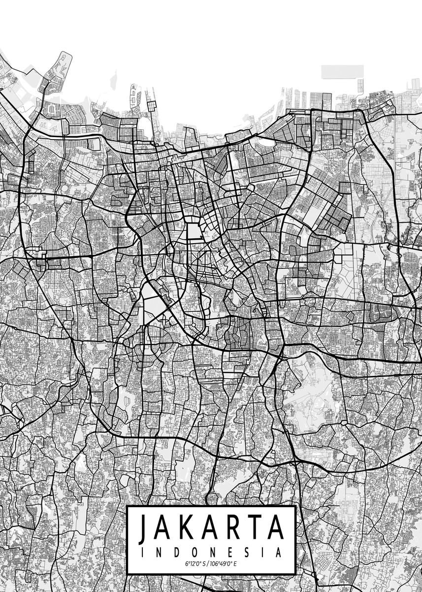 'Jakarta City Map Light' Poster by deMAP Studio | Displate