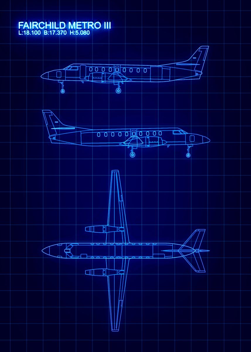 'FAIRCHILD METRO III' Poster, picture, metal print, paint by Black Iris ...