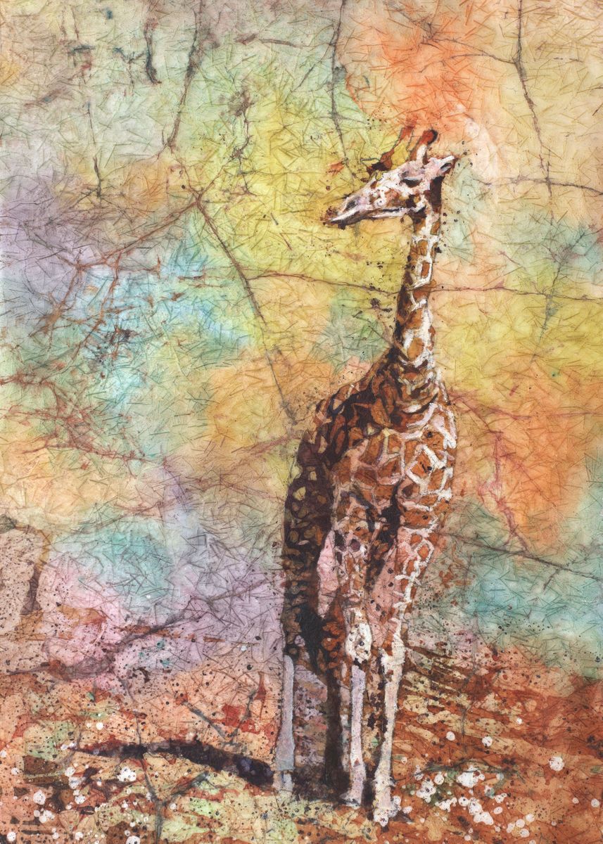 'Giraffe watercolor batik' Poster, picture, metal print, paint by Ryan ...