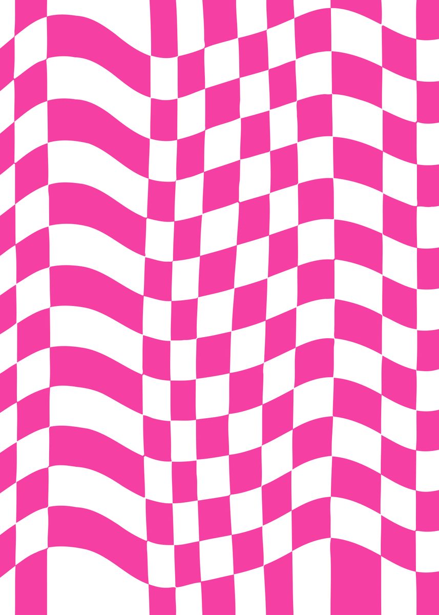 'Bright Pink Checkered Warp' Poster, picture, metal print, paint by ...