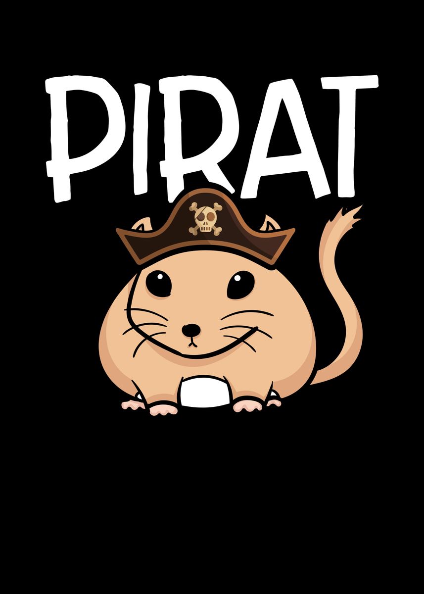 'Cute pirat rat' Poster, picture, metal print, paint by BeMi | Displate