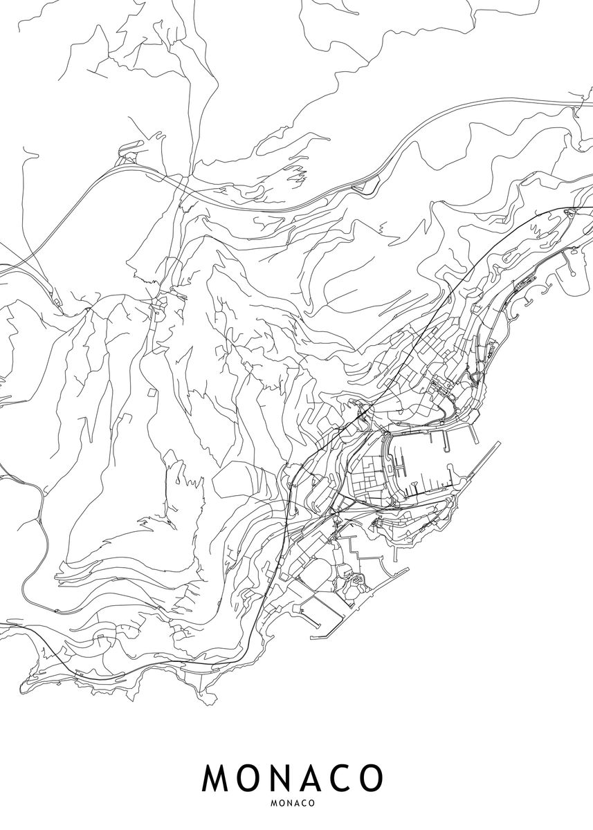 'Monaco Map' Poster by Multiplicity Maps | Displate