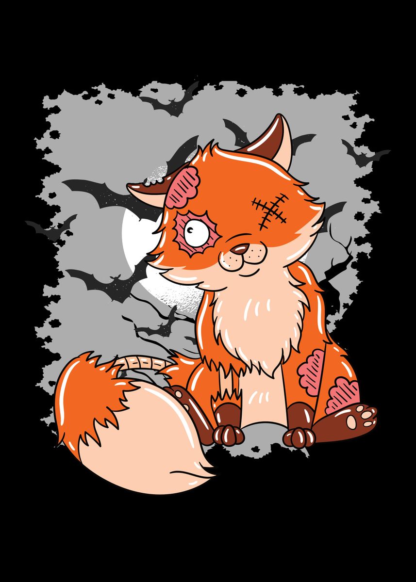 'Halloween Zombie Fox' Poster, picture, metal print, paint by MzumO ...