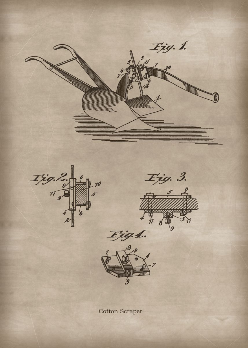 'Vintage Cotton Scraper' Poster by XandYart | Displate