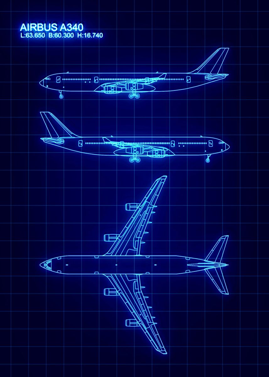 'AIRBUS A340' Poster by Black Iris | Displate