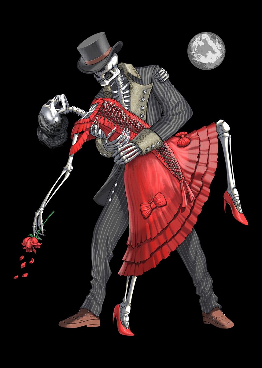 'Gothic Skeletons Dancing' Poster, picture, metal print, paint by ...