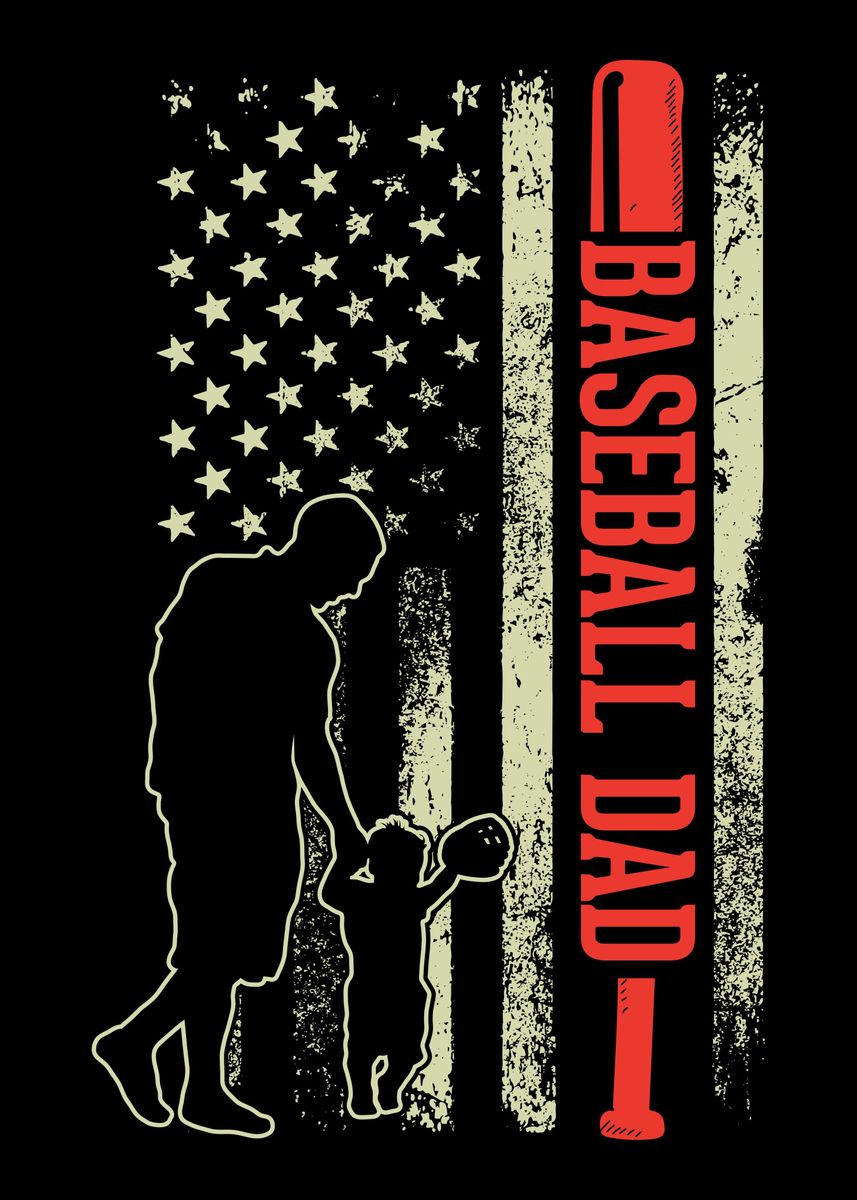 'Baseball Dad Son US Father' Poster, picture, metal print, paint by ...