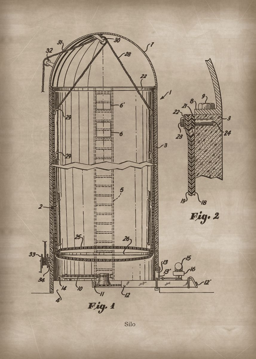 'Vintage Silo' Poster, picture, metal print, paint by XandYart | Displate