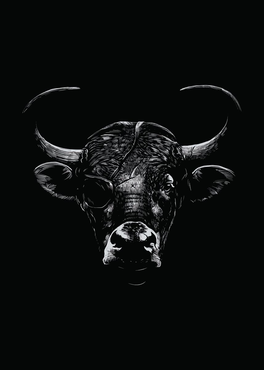 'Bull' Poster, picture, metal print, paint by Adam | Displate