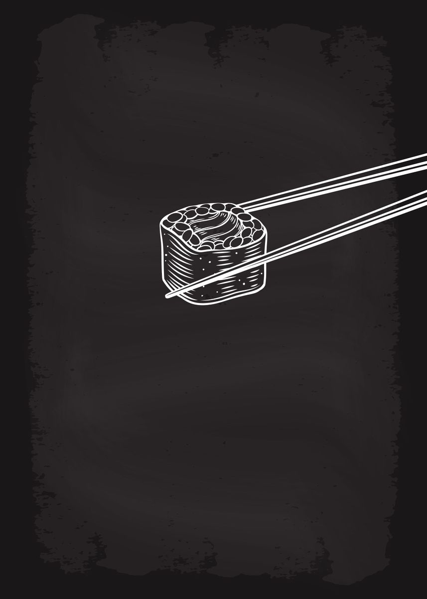 'Sushi Menu Chalkboard Tuna' Poster, picture, metal print, paint by ...