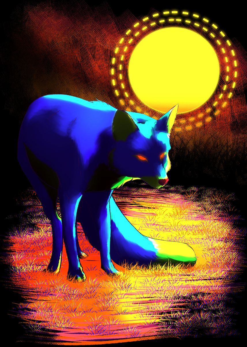 'Retro Red Fox' Poster, picture, metal print, paint by VPST | Displate