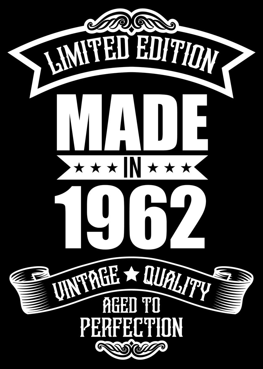 'Vintage Made in 1962' Poster, picture, metal print, paint by Max Ronn ...