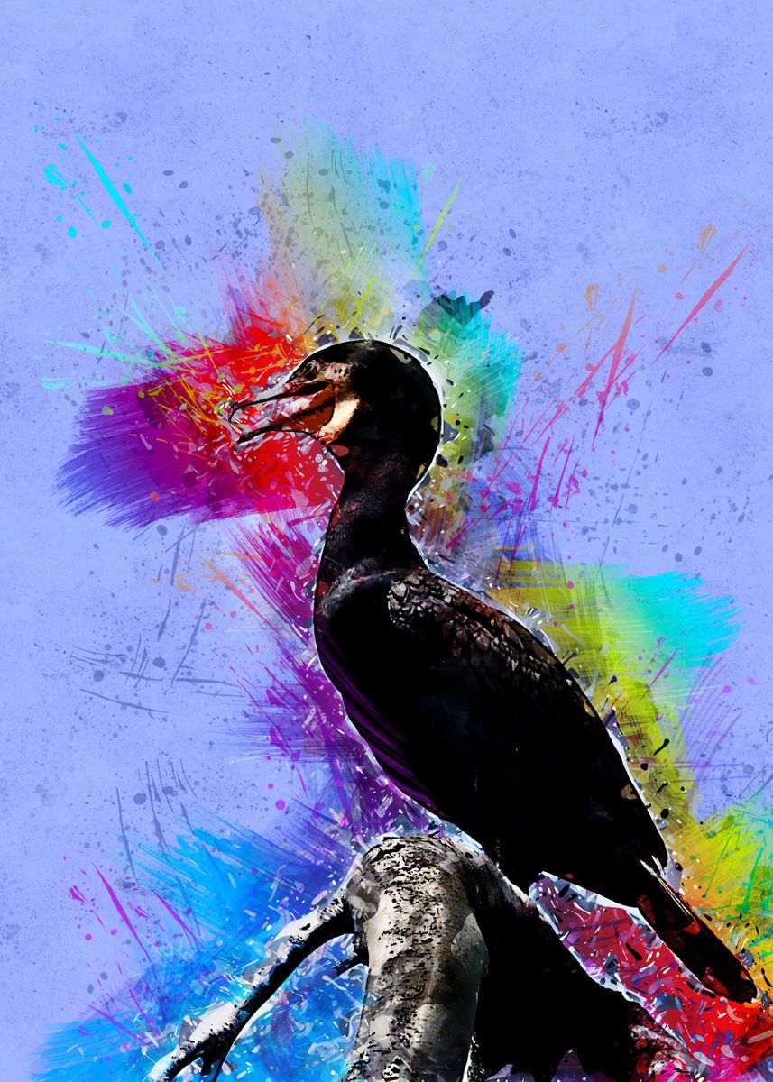'Cormorant 34' Poster, picture, metal print, paint by TaTu Art | Displate