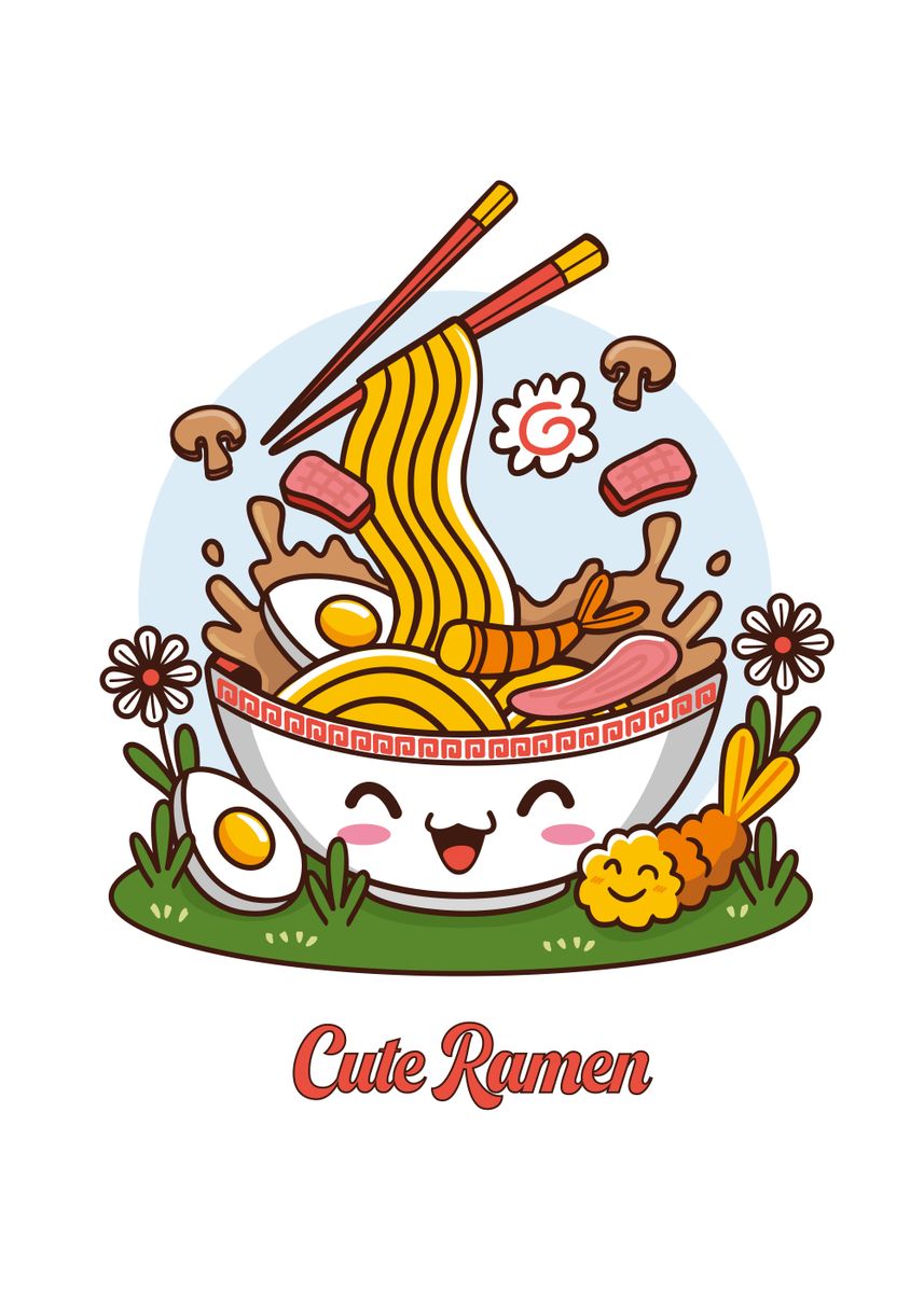 'Happy Ramen' Poster, picture, metal print, paint by Faissal Thomas ...