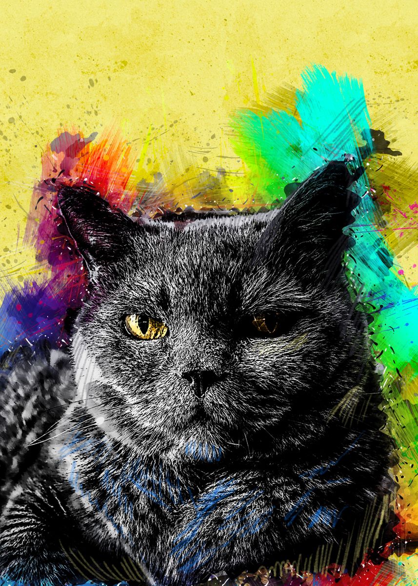 'Cat 32' Poster by TaTu Art | Displate