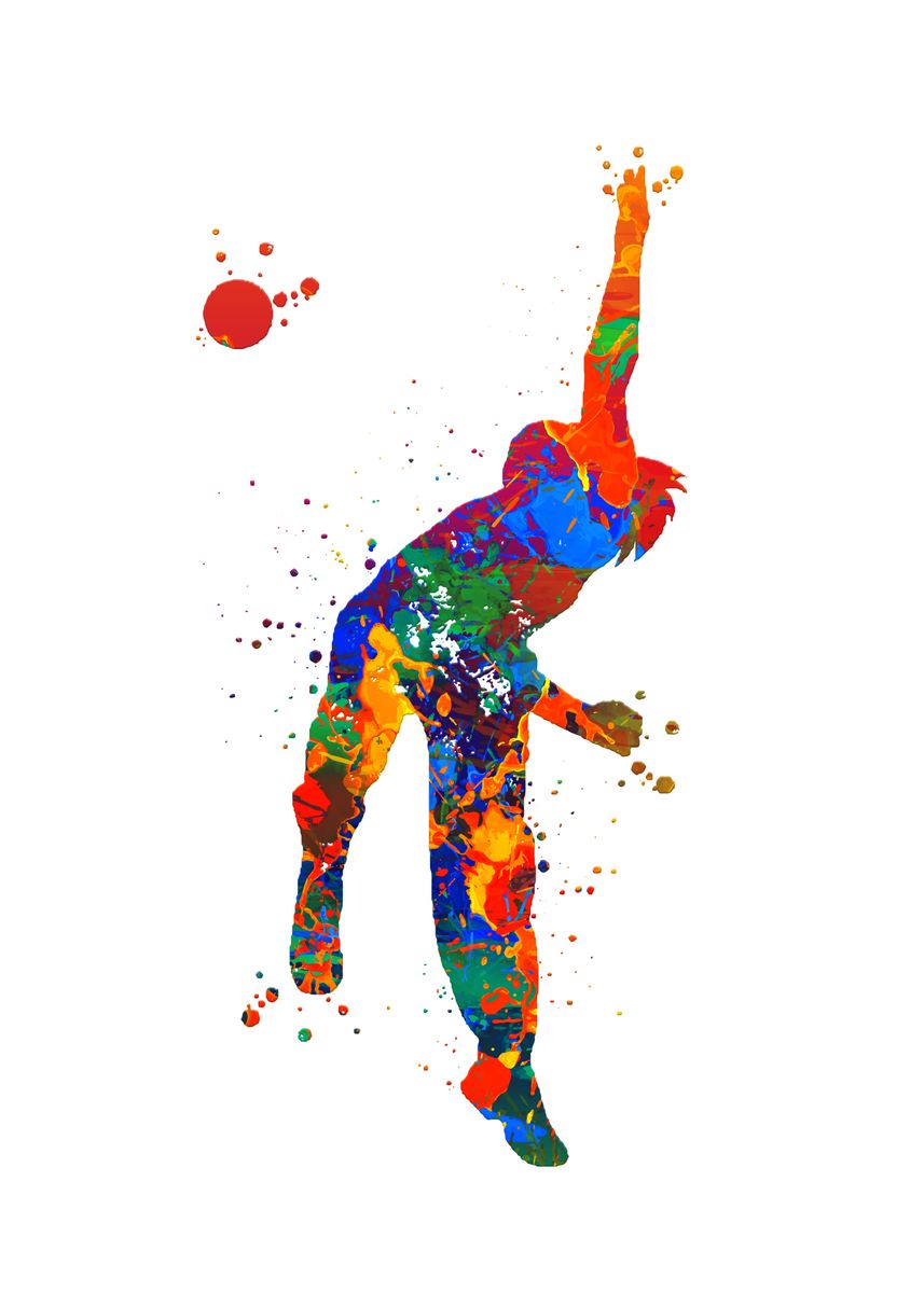'Watercolor Cricket Player ' Poster, picture, metal print, paint by ...
