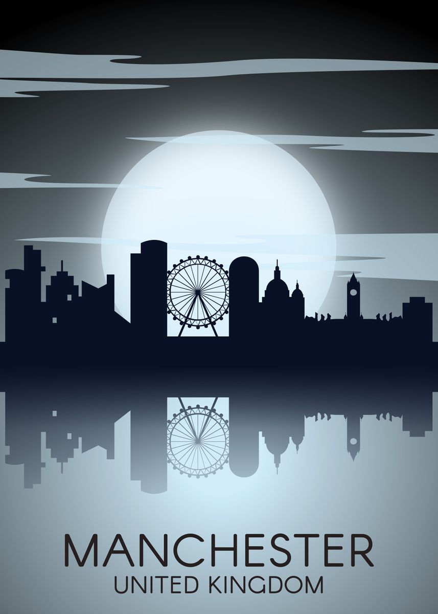 'Manchester UK' Poster, picture, metal print, paint by Yates Madeline ...