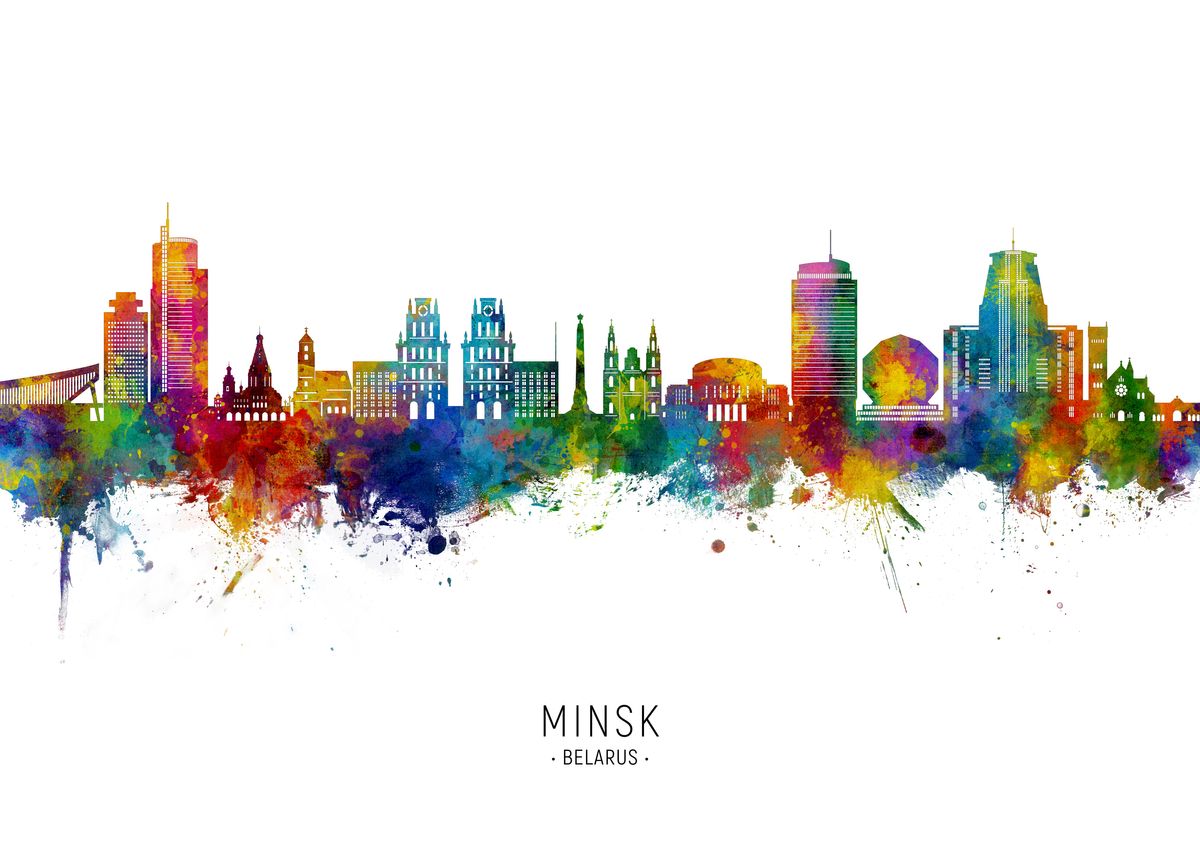 'Minsk Skyline Belarus' Poster by Michael Tompsett | Displate