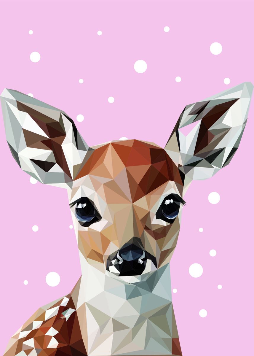 'nursery animal fawn' Poster, picture, metal print, paint by Lowpoly ...