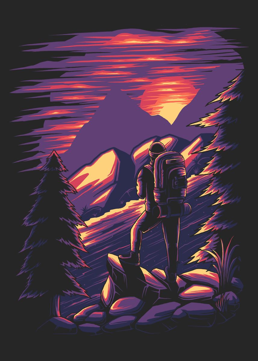 'Mountain Hiking' Poster, picture, metal print, paint by Ari yanda ...