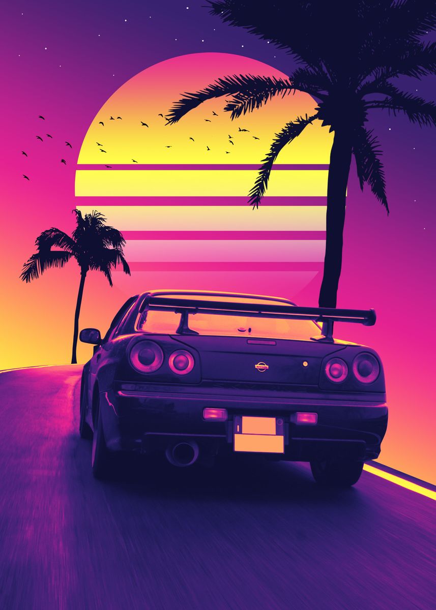 'Retro Sunset' Poster, picture, metal print, paint by Andi Permana ...