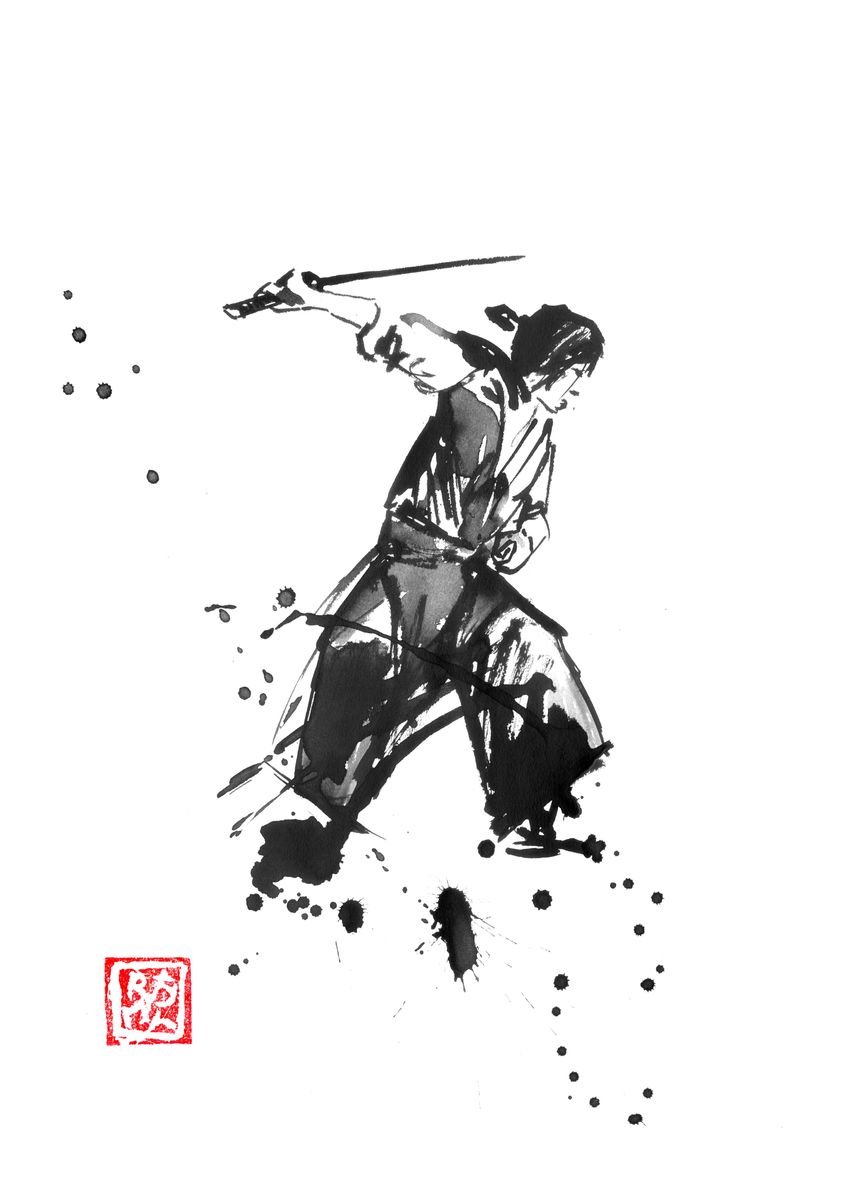 'cutting samurai' Poster, picture, metal print, paint by pechane sumie ...