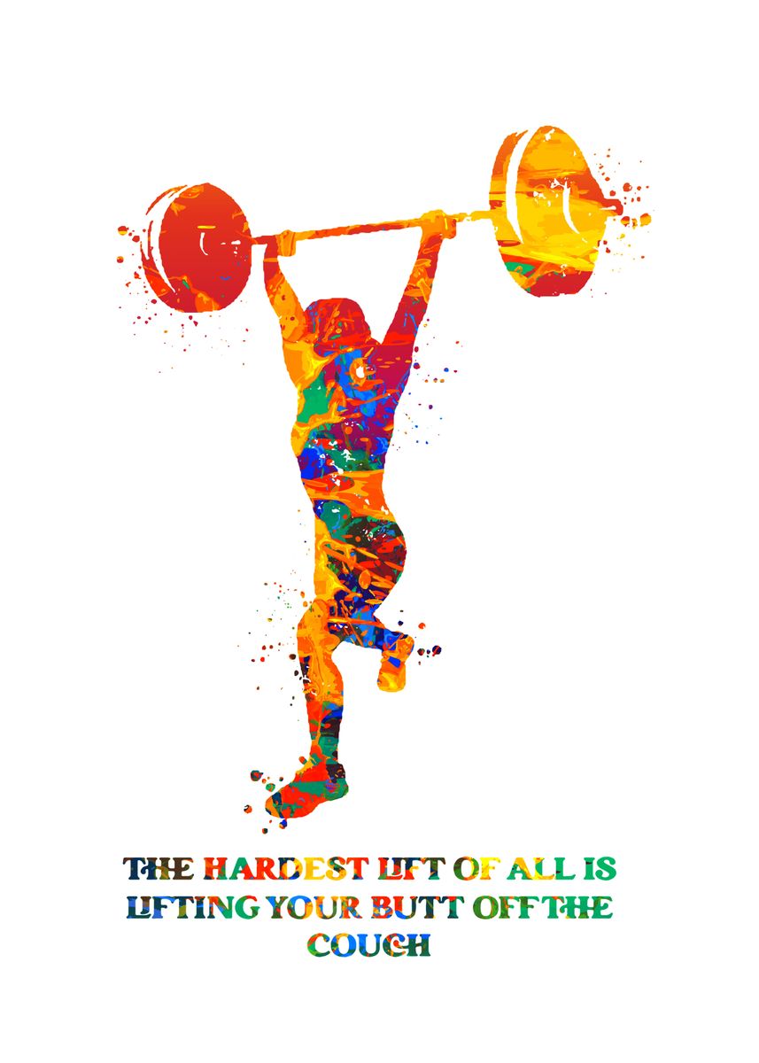 'Watercolor Weight Lifter' Poster, picture, metal print, paint by ...