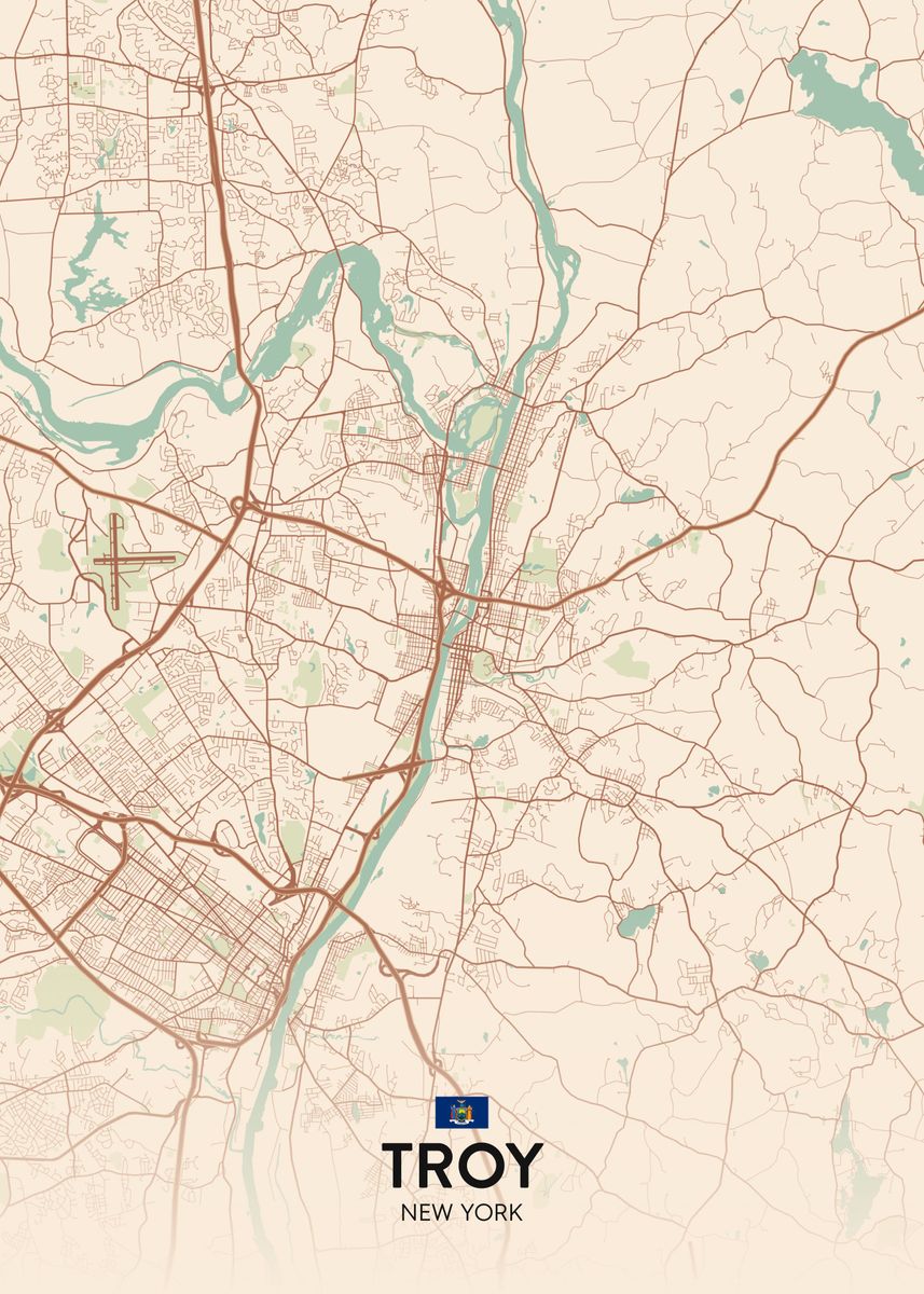 'Troy NY' Poster, picture, metal print, paint by IMR Designs | Displate