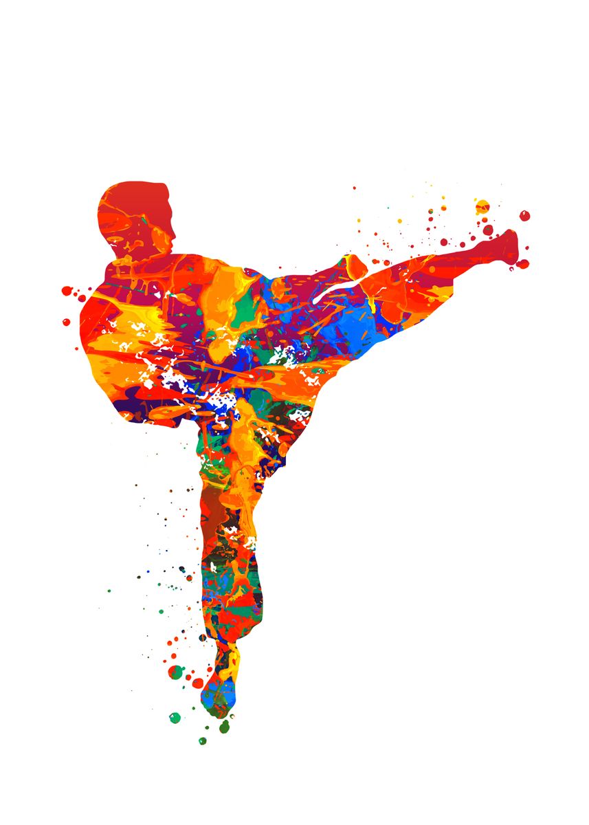 'Watercolor Male Karate' Poster, picture, metal print, paint by Vincent ...