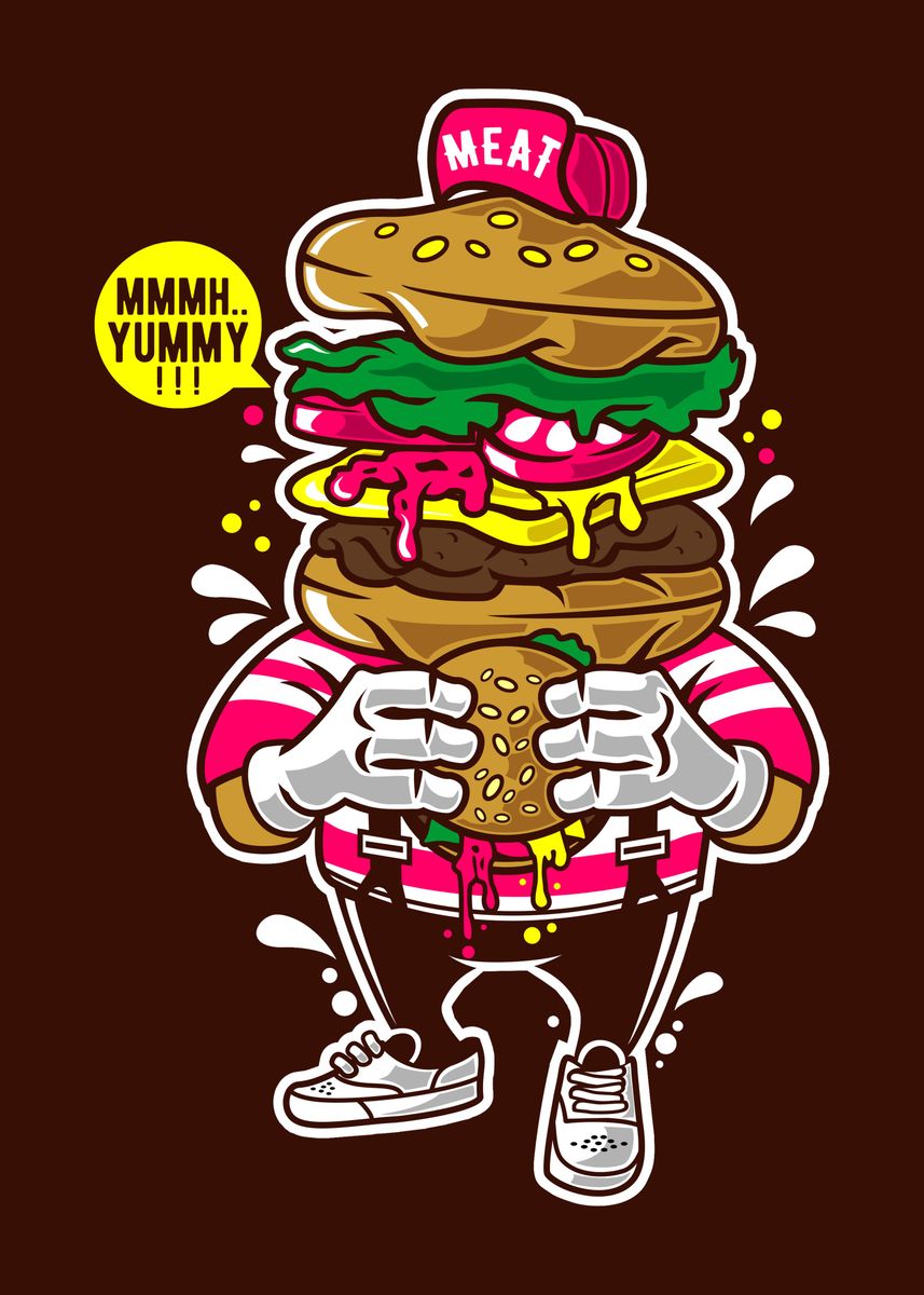 'burger humor' Poster, picture, metal print, paint by Azlan Xavier ...