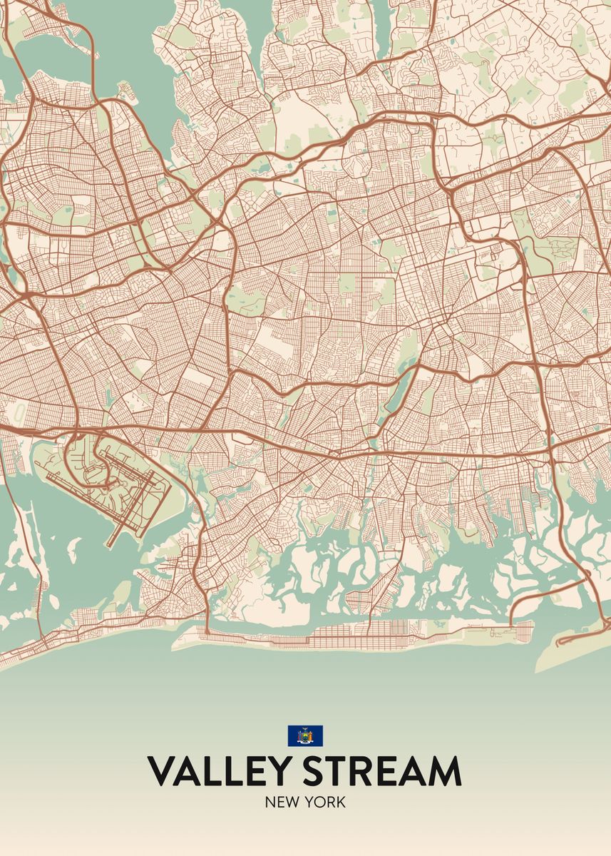 'Valley Stream NY' Poster, picture, metal print, paint by IMR Designs ...