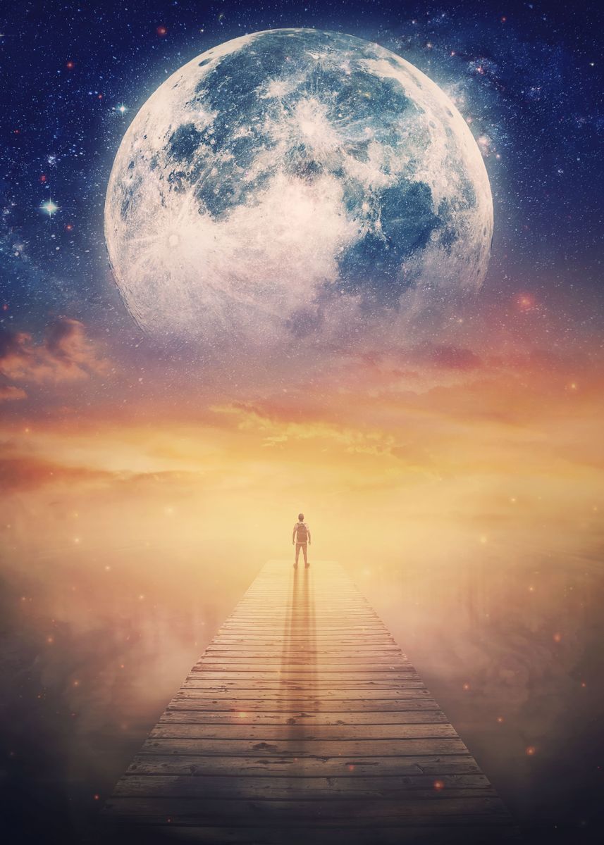 'super moon scene' Poster, picture, metal print, paint by PsychoShadow ...