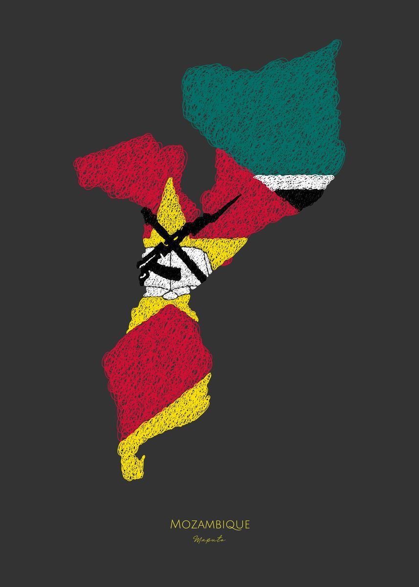 'Mozambique Maputo Flag Map' Poster by erwin saputra art | Displate