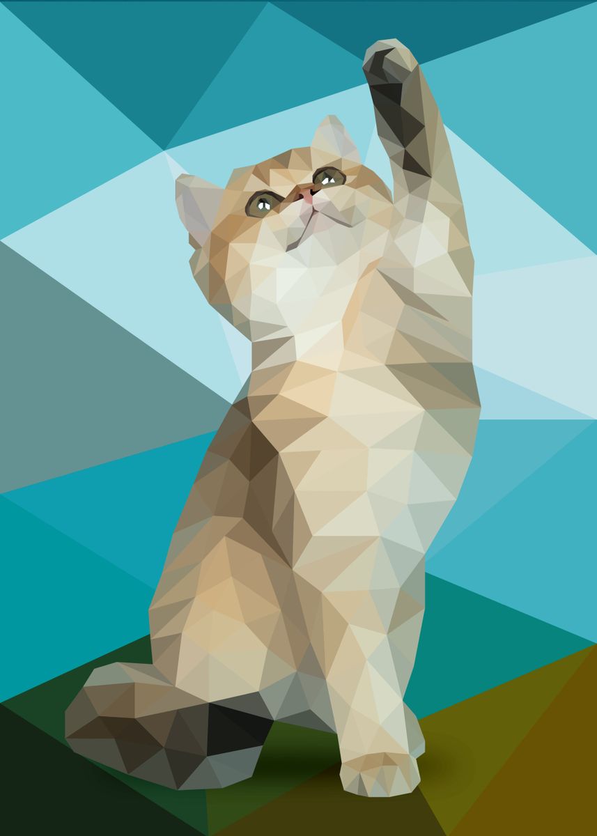 'Cat' Poster, picture, metal print, paint by toan nguyen | Displate