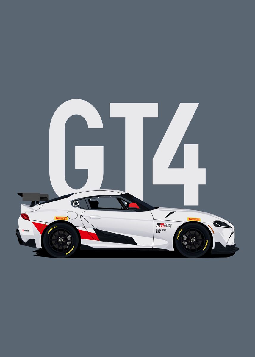 'GR Supra GT4 Gazoo Racing' Poster, picture, metal print, paint by ...